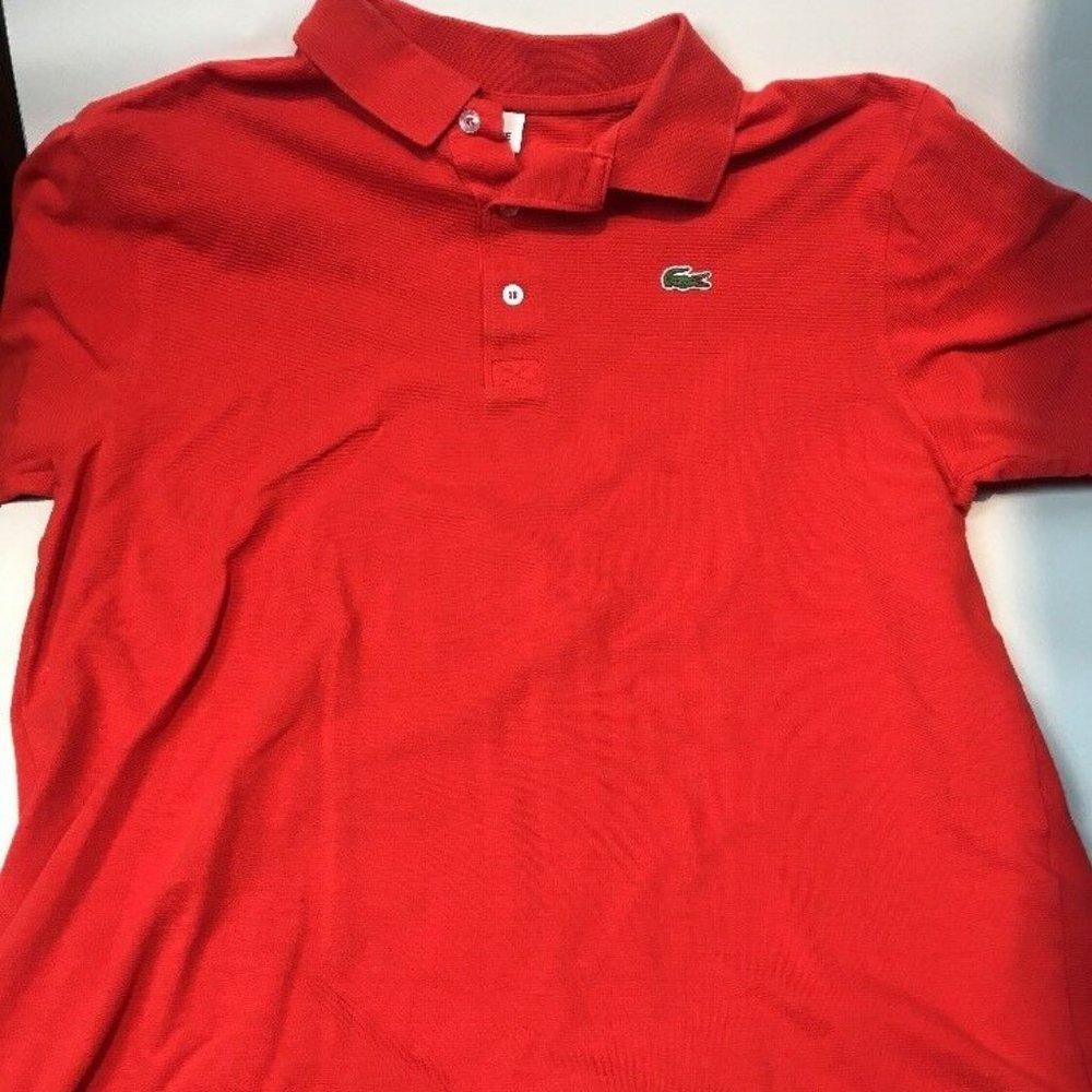 Lacoste Sport Red Orange 100% Cotton Polo Shirt Size 5 - Gem